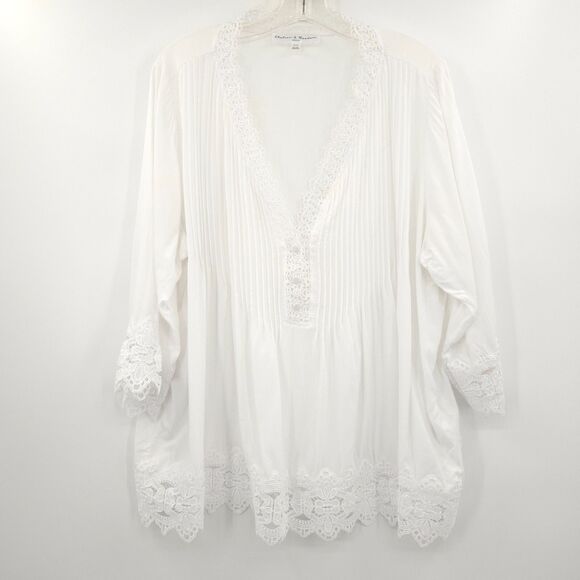 Chelsea & Theodore | Tops | Chelsea Theodore Popover Top Womens Plus ...